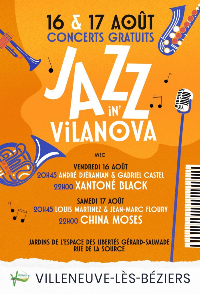Jazz in'Vilanova les 16 et 17 août 2024 - Villeneuve-lès-Béziers